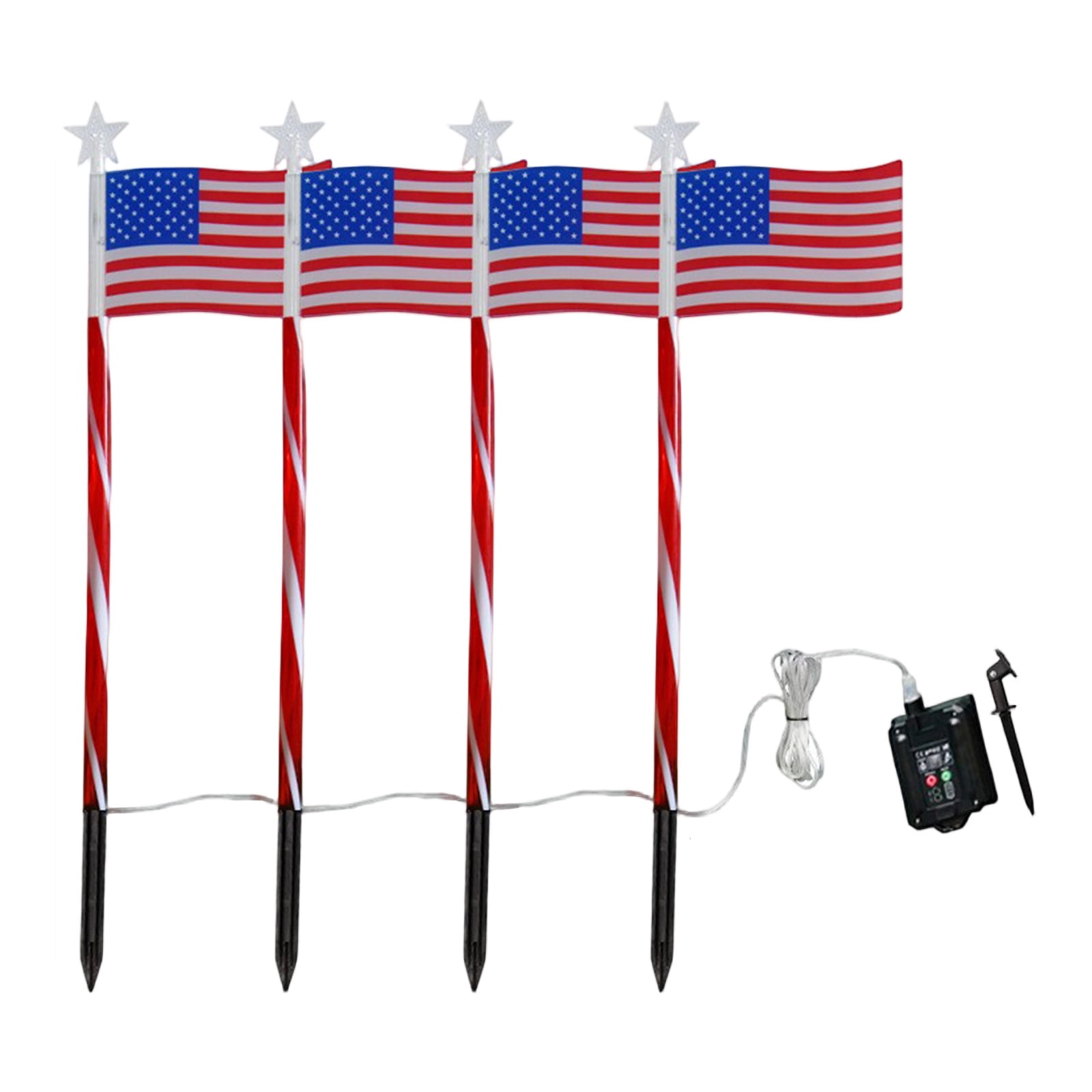 Patriotic Decorations Patriotic Outdoor LED American Flag Marker Lights ...