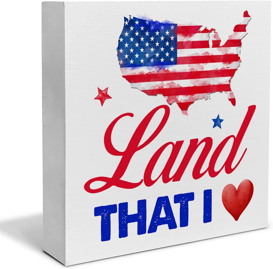 Patriotic Decorative Wooden Box Sign Independence Day America Flag Land ...