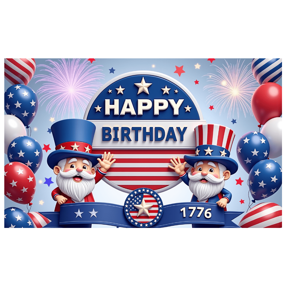 Patriotic Design Happy Birthday Banner Red Blue White Balloon ...