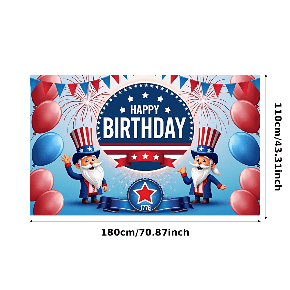 Patriotic Design Happy Birthday Banner Red Blue White Balloon ...