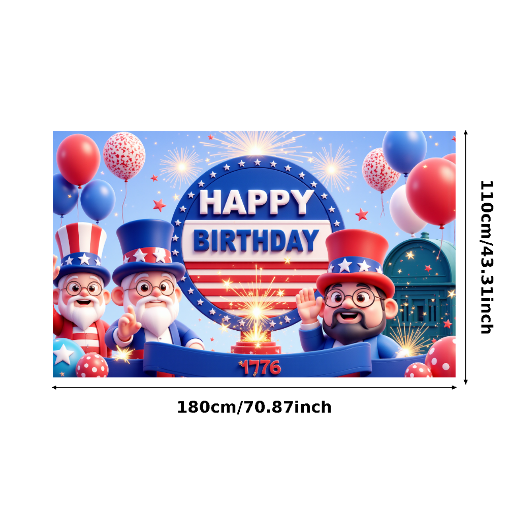 Patriotic Design Happy Birthday Banner Red Blue White Balloon ...