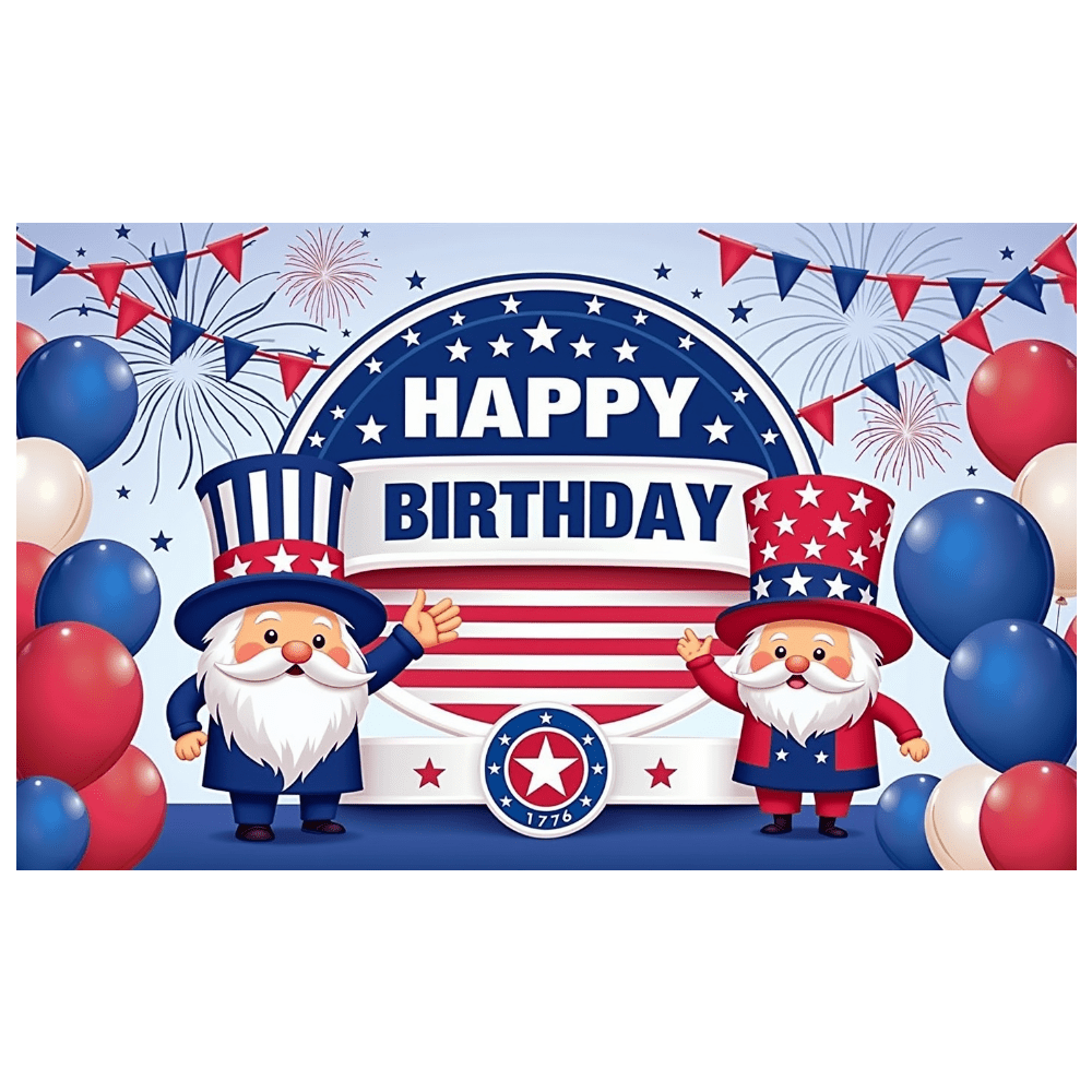 Patriotic Design Happy Birthday Banner Red Blue White Balloon ...