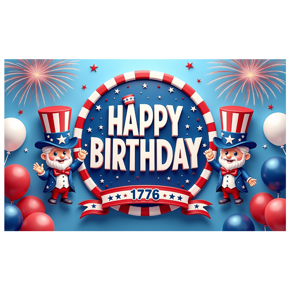 Patriotic Design Happy Birthday Banner Red Blue White Balloon ...