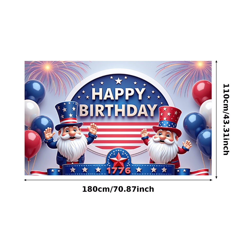 Patriotic Design Happy Birthday Banner Red Blue White Balloon ...