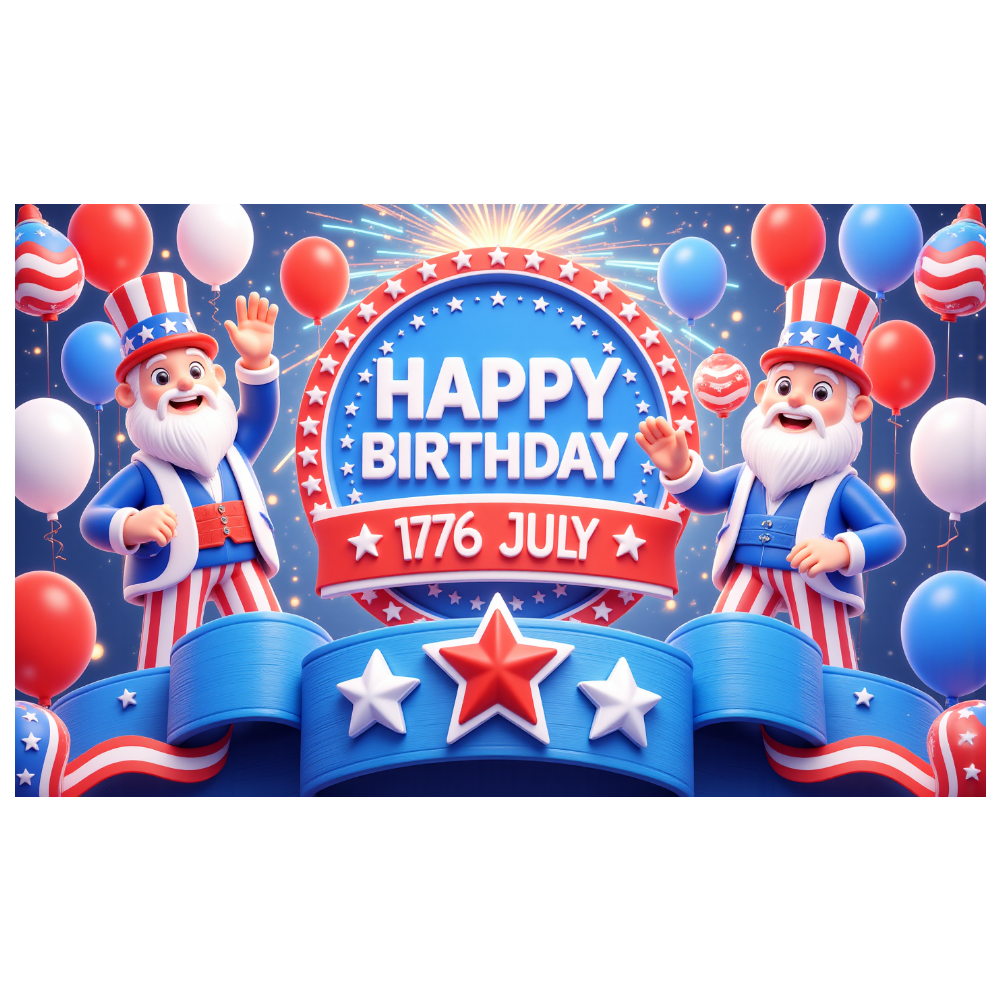 Patriotic Design Happy Birthday Banner Red Blue White Balloon ...