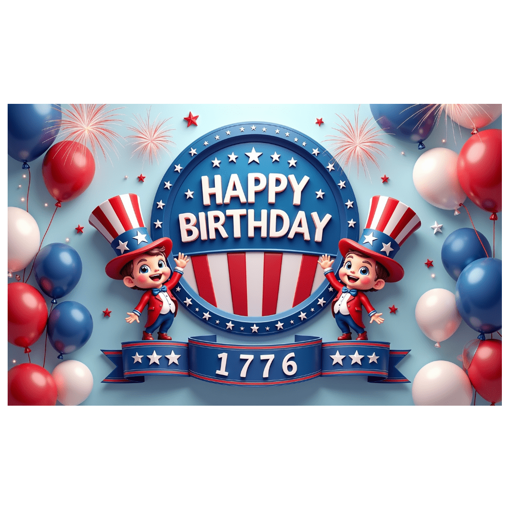 Patriotic Design Happy Birthday Banner Red Blue White Balloon ...
