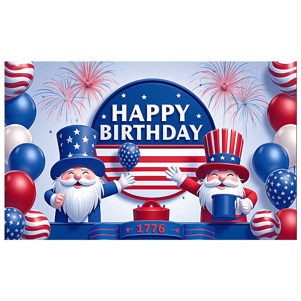 Patriotic Design Happy Birthday Banner Red Blue White Balloon ...