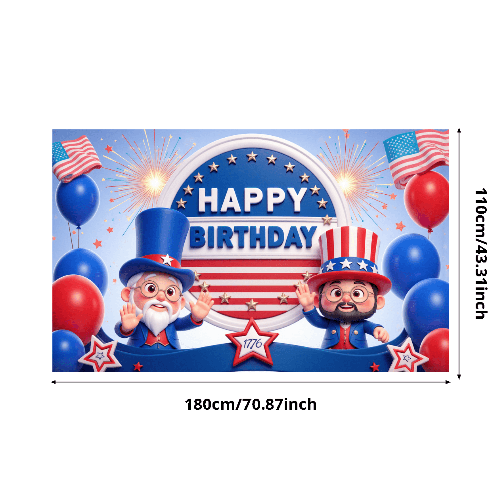 Patriotic Design Happy Birthday Banner Red Blue White Balloon ...