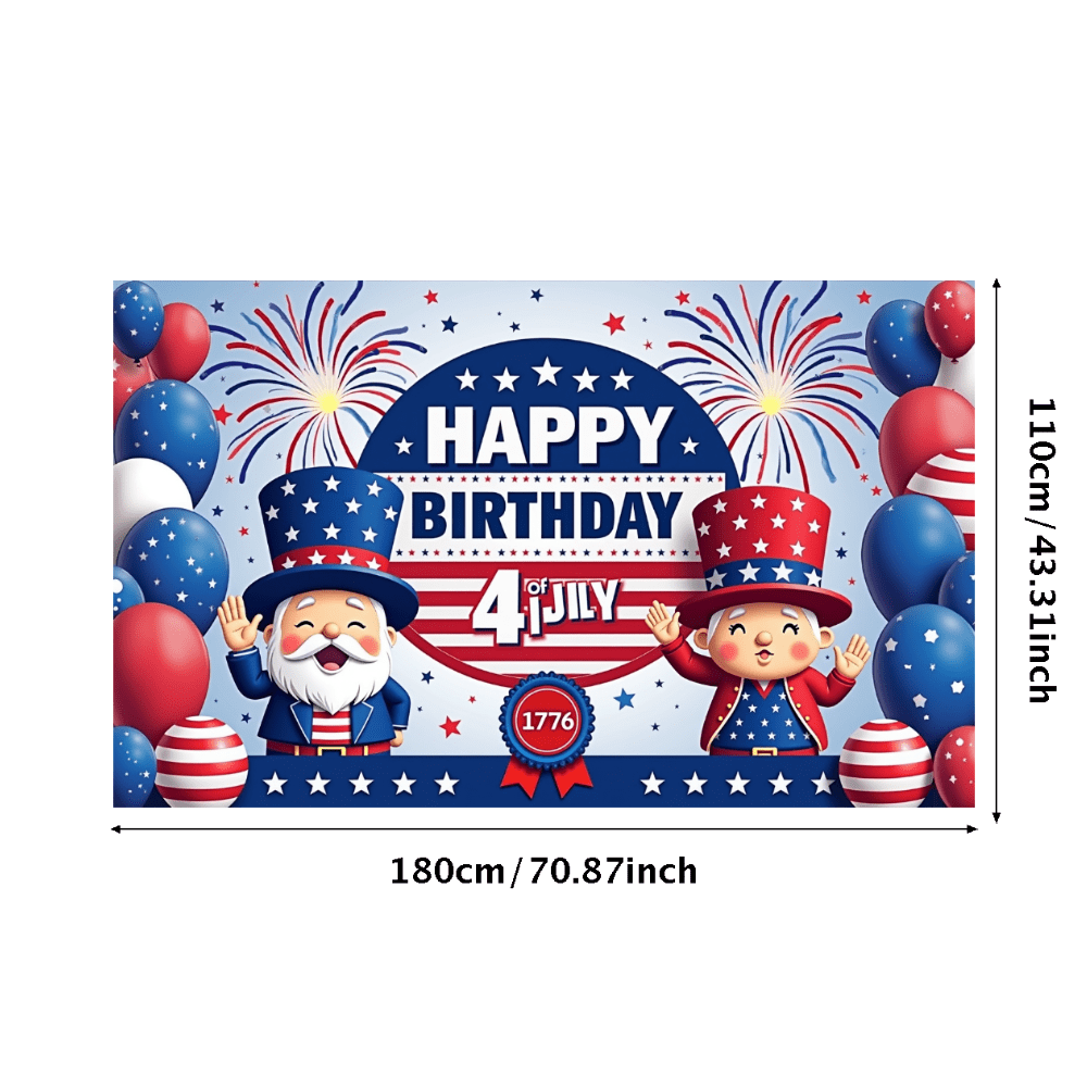 Patriotic Design Happy Birthday Banner Red Blue White Balloon ...