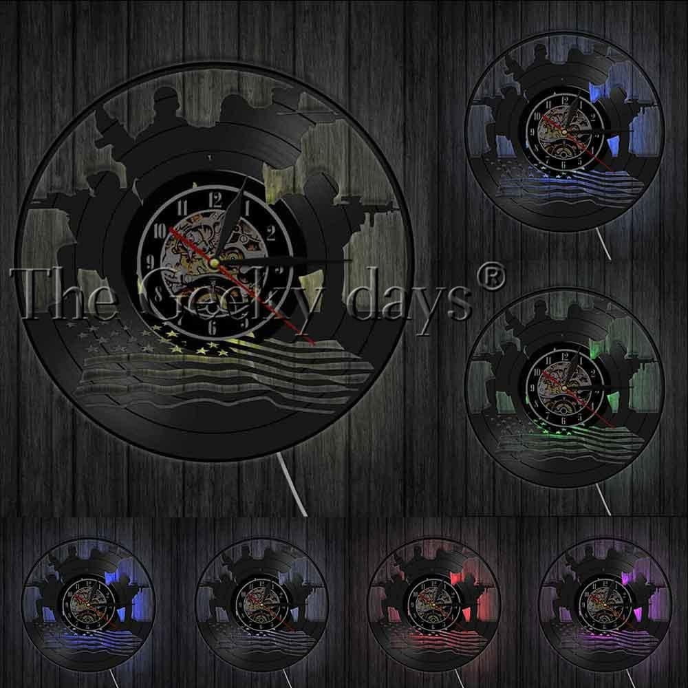 Patriotic Design Military Wall Art Wall Clock Soldiers With American ...