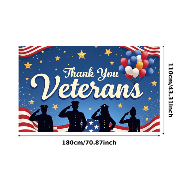 Patriotic Design Thank You Veterans Event Banner Military Flags Stars ...
