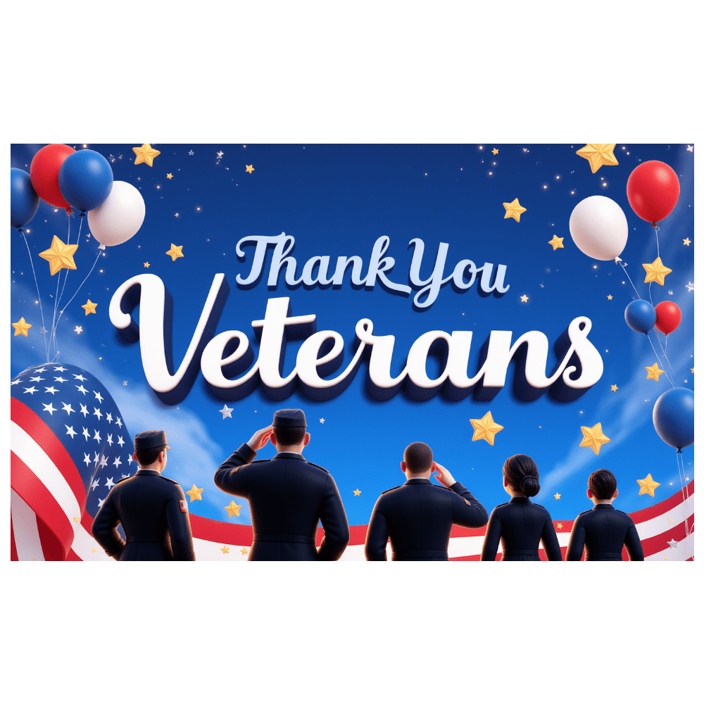 Patriotic Design Thank You Veterans Event Banner Military Flags Stars ...