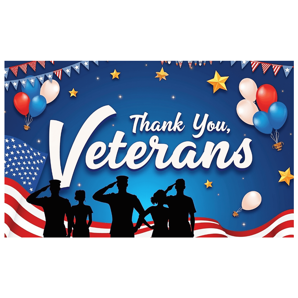 Patriotic Design Thank You Veterans Event Banner Military Flags Stars ...