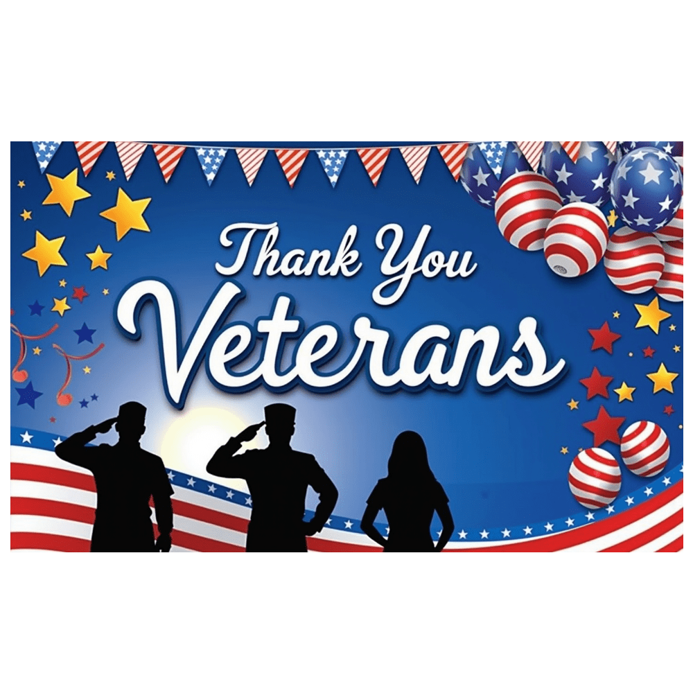 Patriotic Design Thank You Veterans Event Banner Military Flags Stars ...