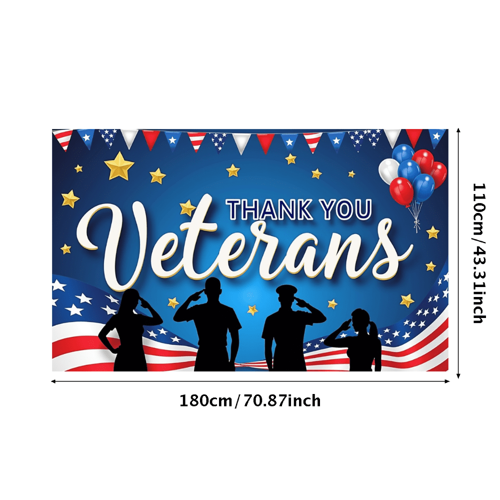 Patriotic Design Thank You Veterans Event Banner Military Flags Stars ...