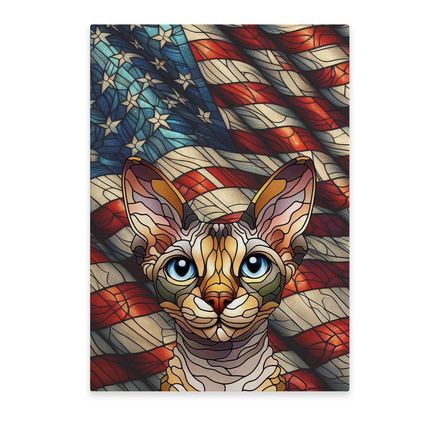 Patriotic Devon Rex Stained Glass Portrait American Flag Vertical Matte ...