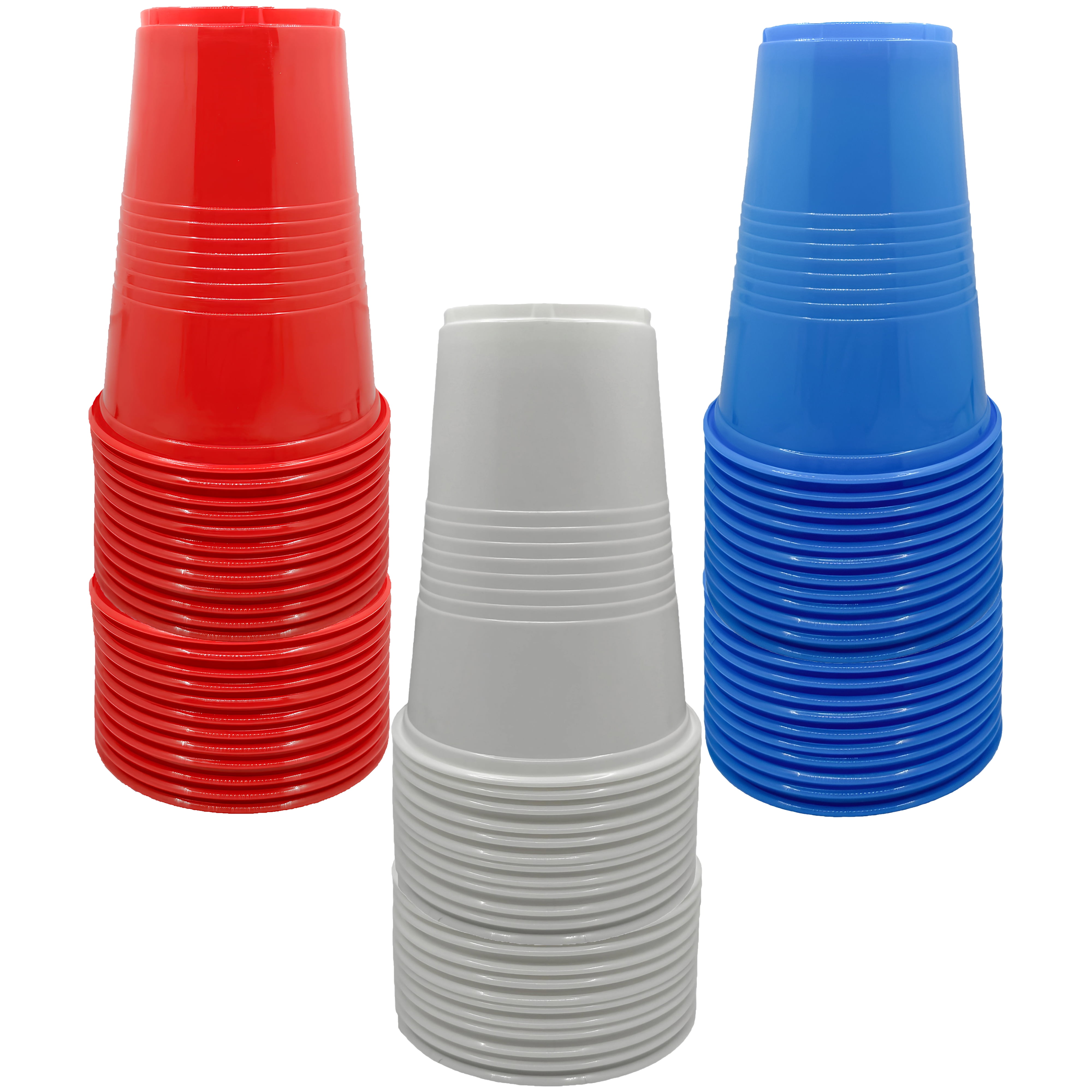 Patriotic Disposable Plastic Cups, 16 oz, Red White & Blue, Set for ...