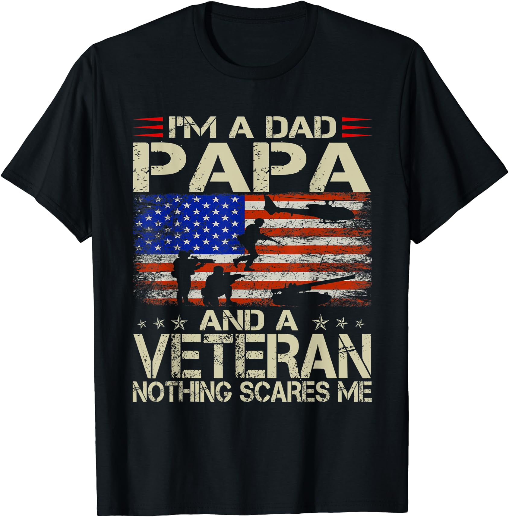 Patriotic Distressed Flag Dad Papa Veteran T-Shirt - Funny Father's Day ...