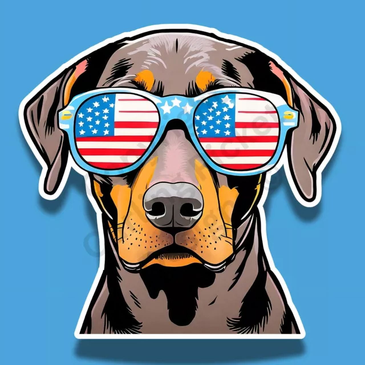 Patriotic Doberman Pinscher Dog Wearing Sunglasses Cute Breed Sticker ...