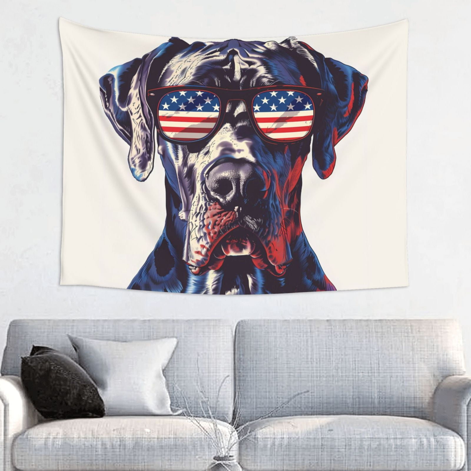 Patriotic Dog American Flag Tapestry, Wall Tapestry Tapestry Wall ...
