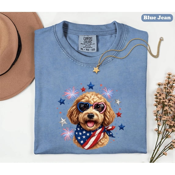 Patriotic Dog T-Shirt: Western 4th of July, USA 250th Anniversary ...