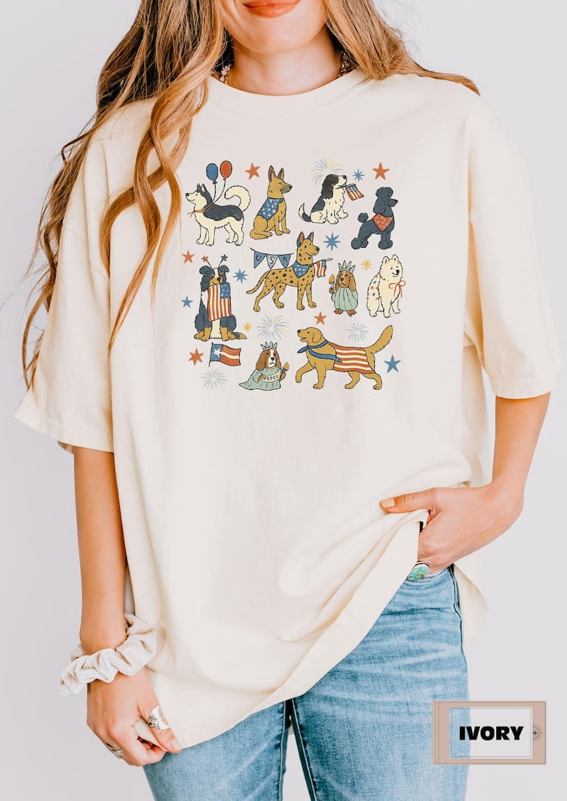 Patriotic Dogs 4th of July Shirt, Cute USA Dog Tee, Independence Day ...