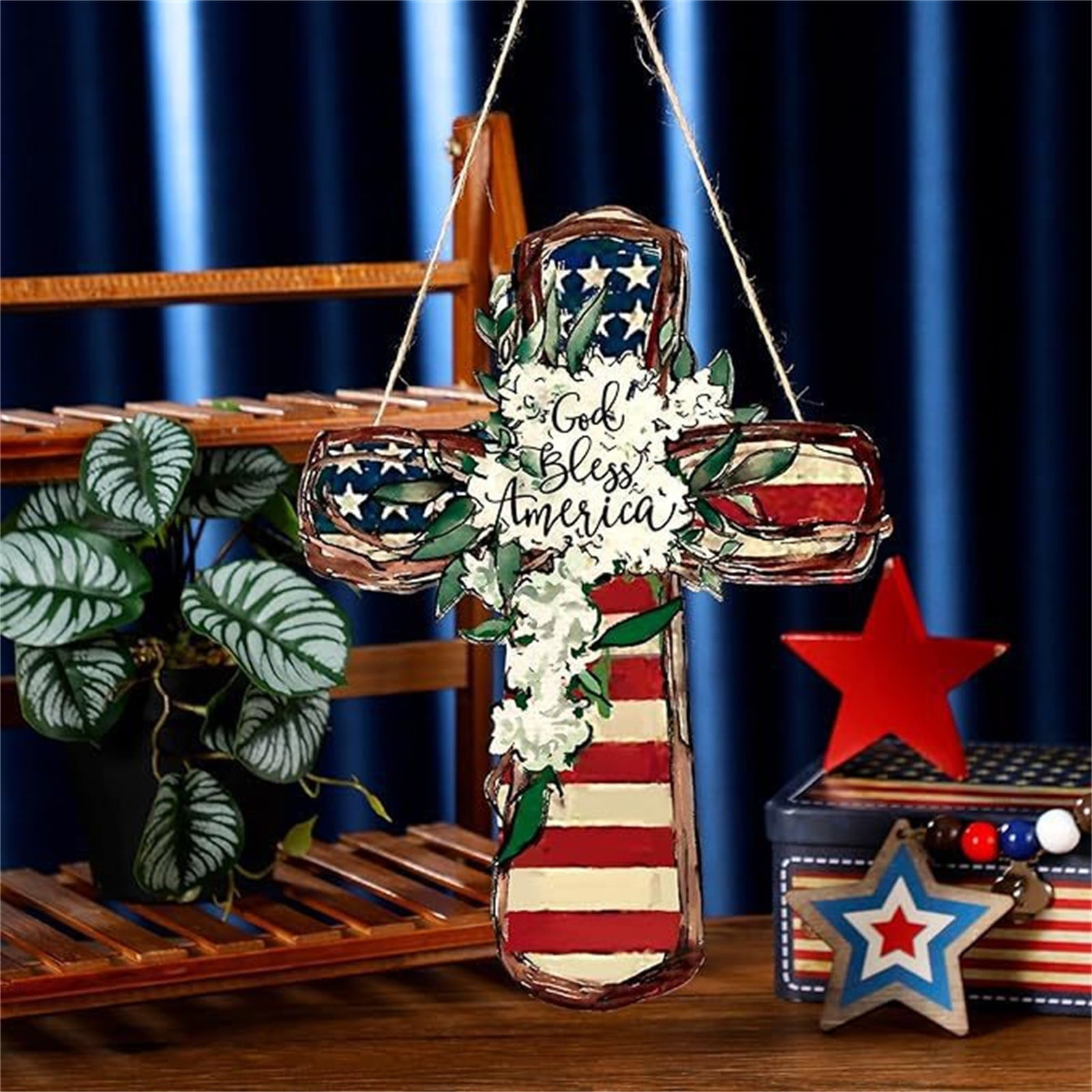 Patriotic Door Sign 4th of July Welcome Door Decoration Farmhouse ...