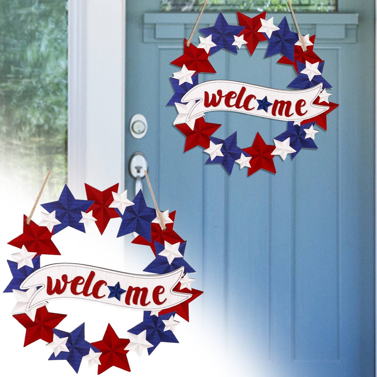 Patriotic Door Sign 4th of July Welcome Door Decoration Farmhouse ...