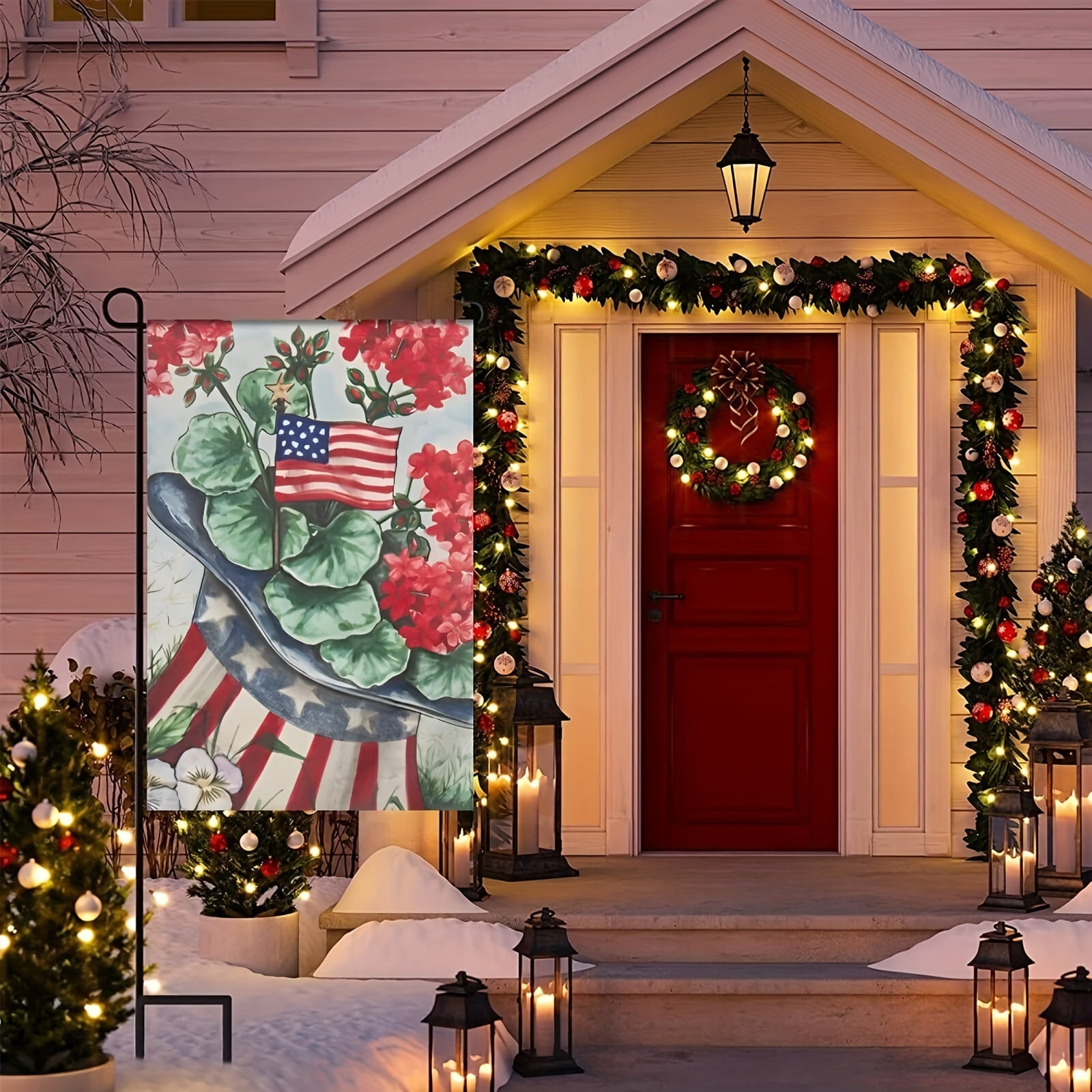 Patriotic Double-Sided Garden Flag - 12x18 Inch, Durable Linen, USA ...