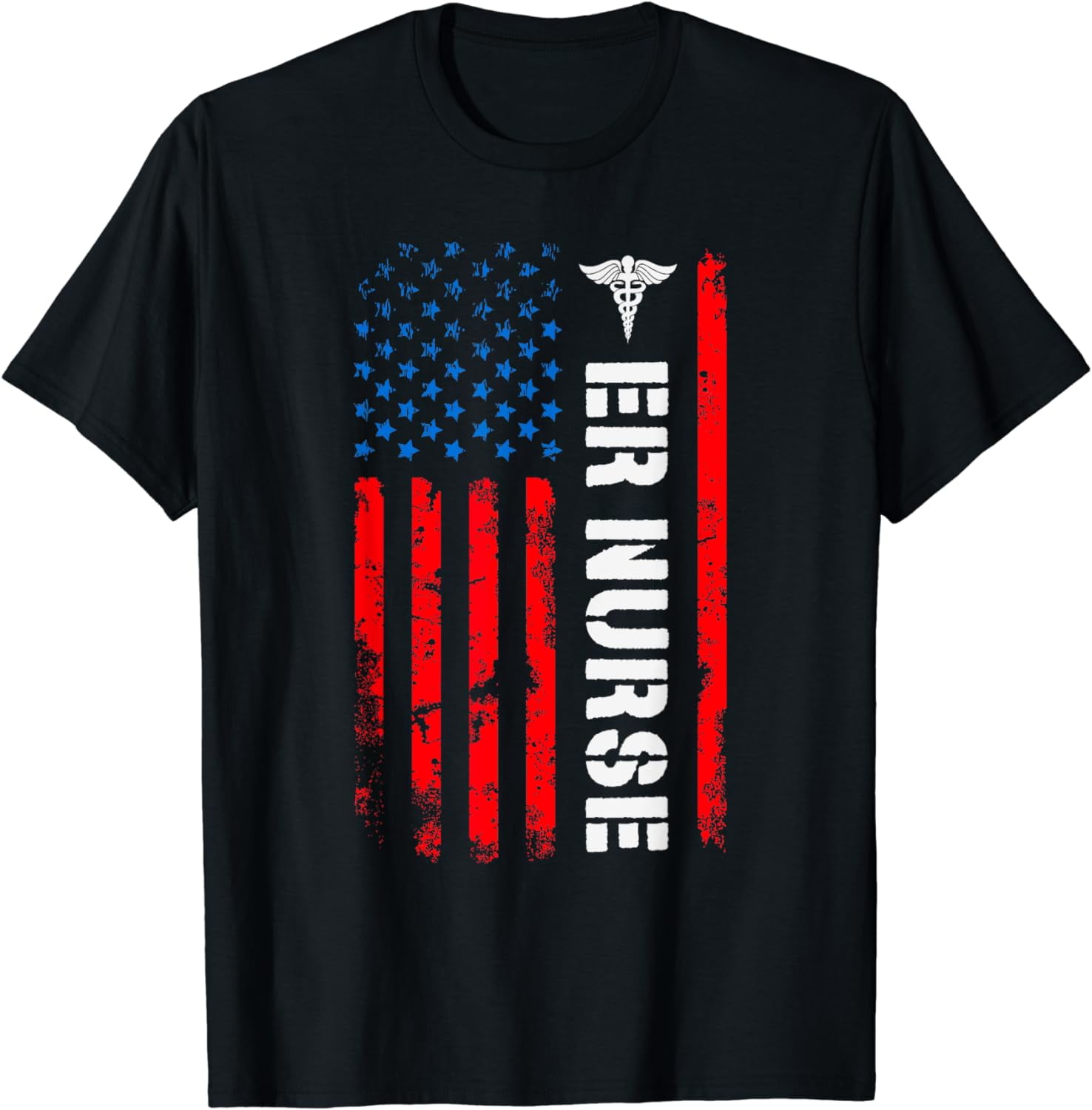 Patriotic ER Nurse Shirt Retro American Flag 4th of July RN T-Shirt ...