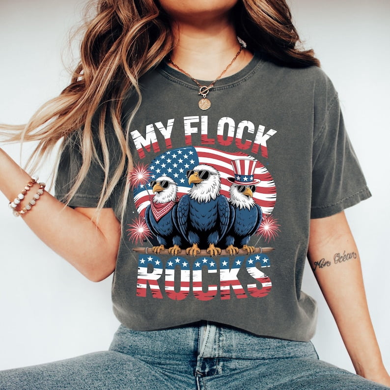 Patriotic Eagle Flock Tee Hoodie My Flock Rocks 4th July Girls Trip ...