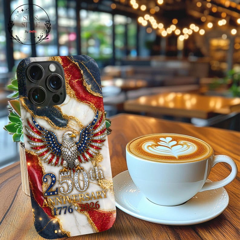 Patriotic Eagle Phone Case, USA 250th Anniversary 2026, Red White Blue ...