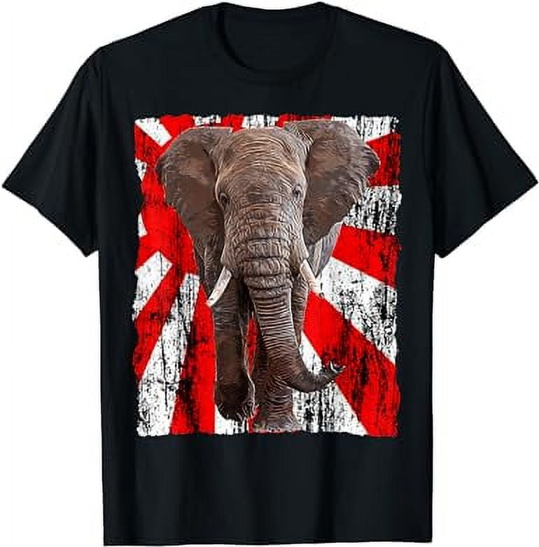 Patriotic Elephant Japanese Rising Sun Flag - Japan Flag T-Shirt ...