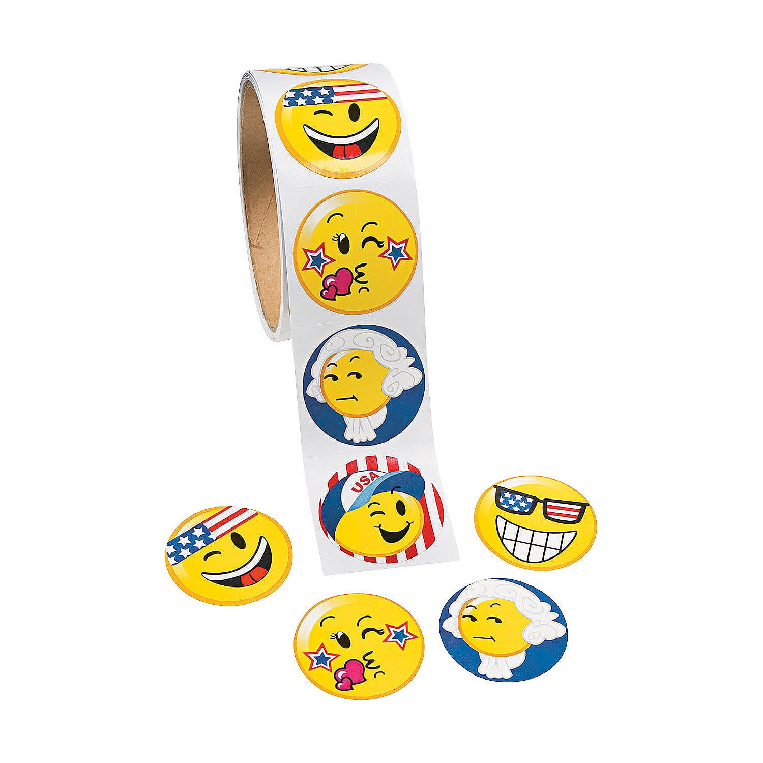Patriotic Emoji Roll Stickers - Stationery - 100 Pieces - Walmart.com