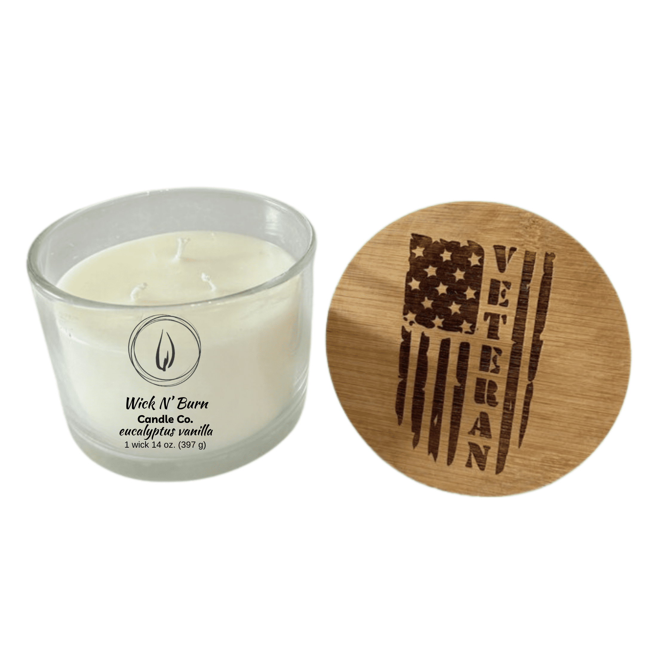 Patriotic Eucalyptus Vanilla Scented Candle, American Flag Bamboo Lid ...