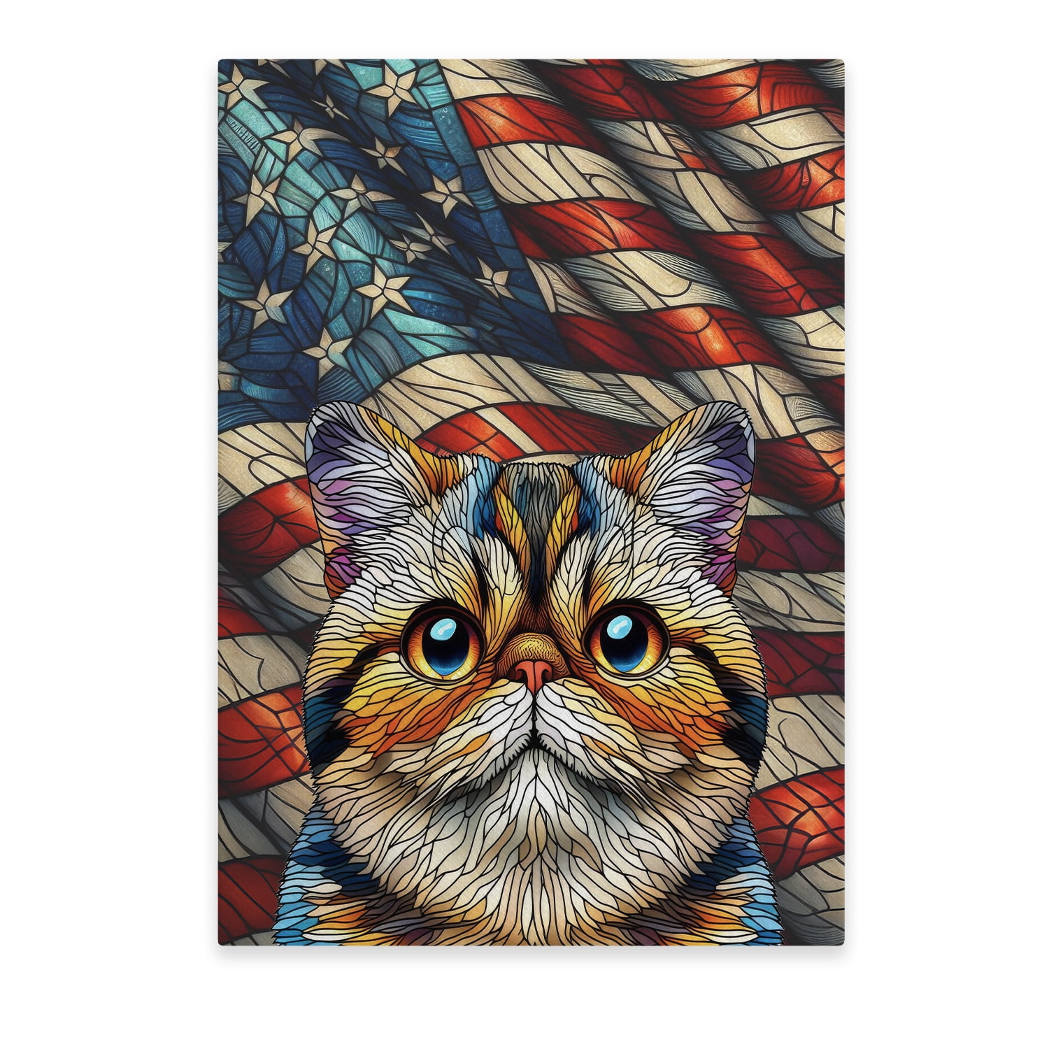 Patriotic Exotic Shorthair Stained Glass Portrait American Flag ...