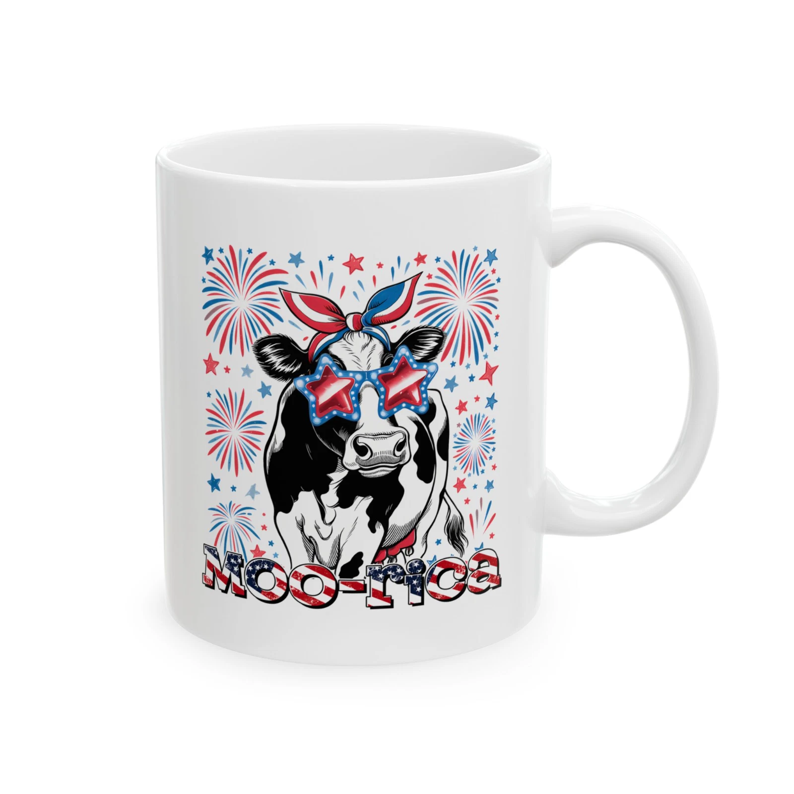 Patriotic Farm Mug Cow Fireworks 4th of July Farmhouse Summer Gift ...