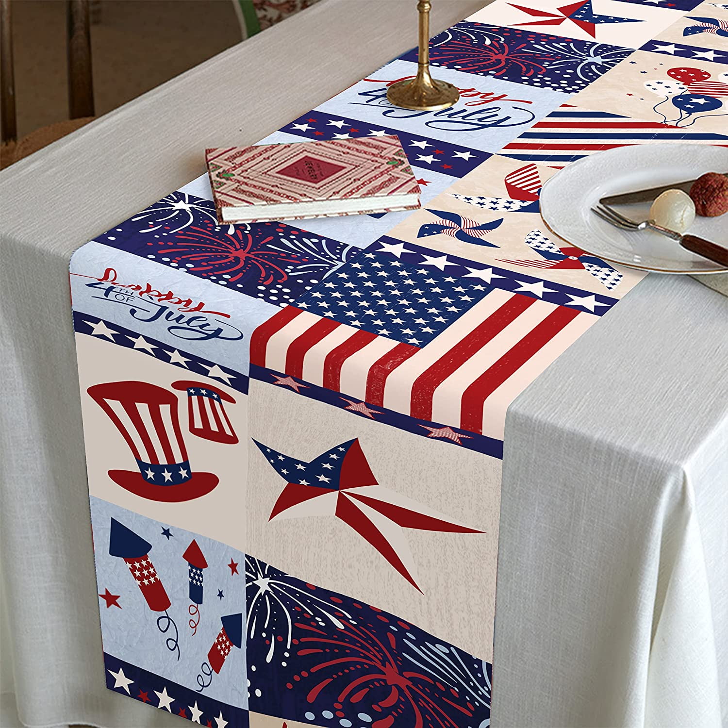 Patriotic Festival Celebration Table Runner,American Stripe Stars Flag ...