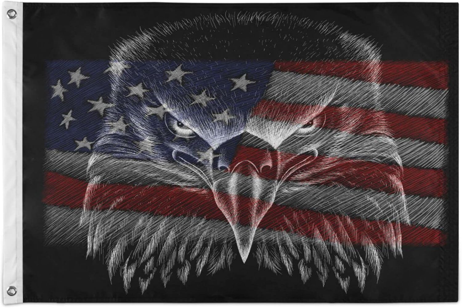 Patriotic Flag 4.85x8 ft with Grommets Eagle Tattoo American Flag ...