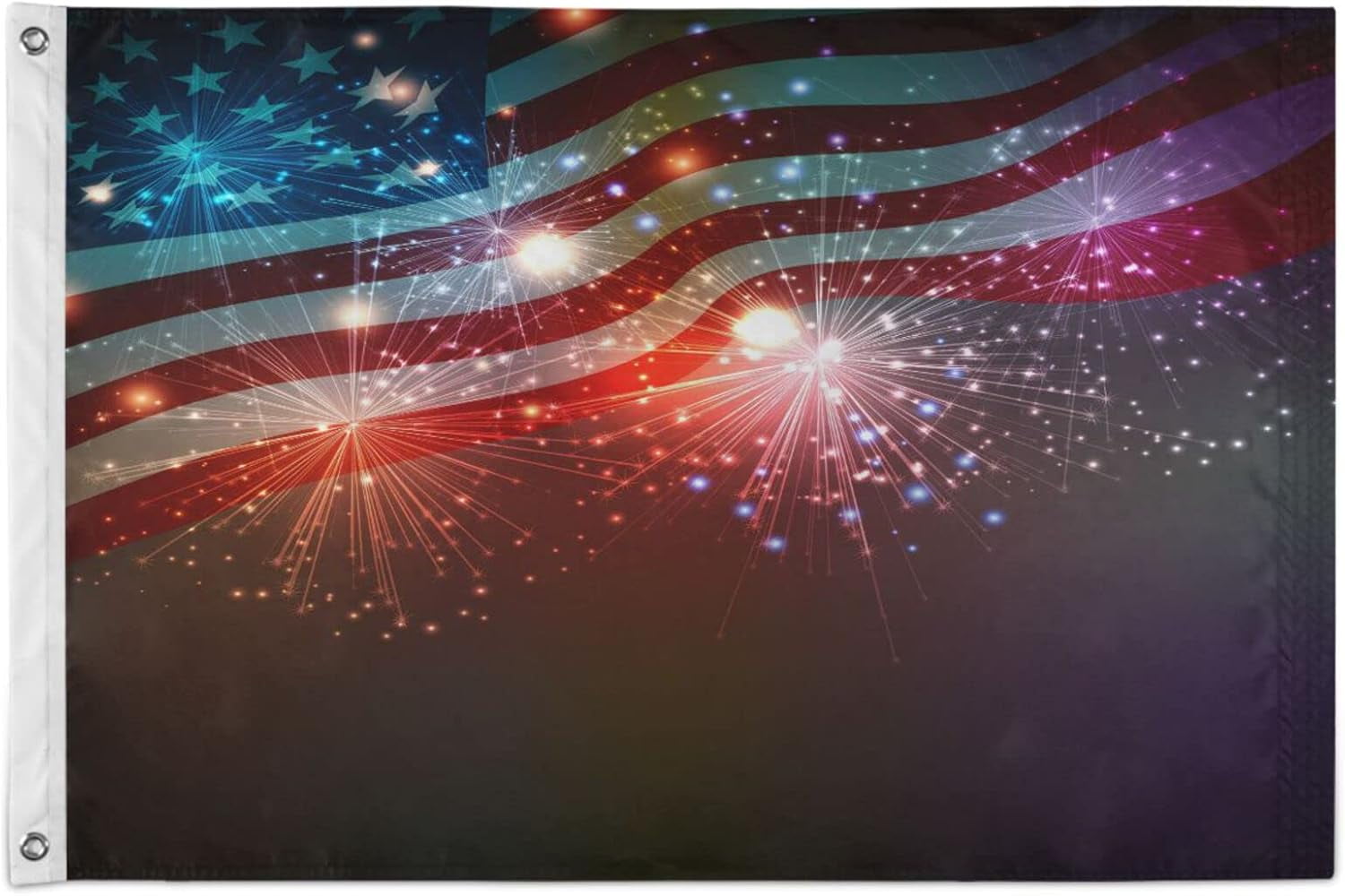 Patriotic Flag 4x6 ft with Grommets Fireworks America Flag Banner Yard ...
