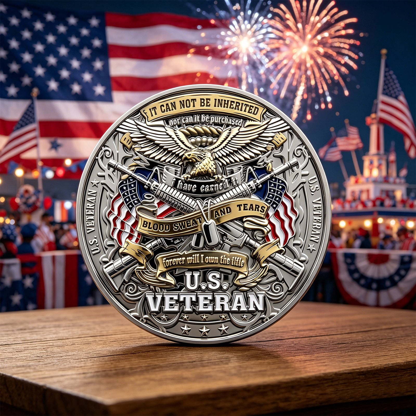 Patriotic Flag Coin, Commemorative Thank You For Service Military ...