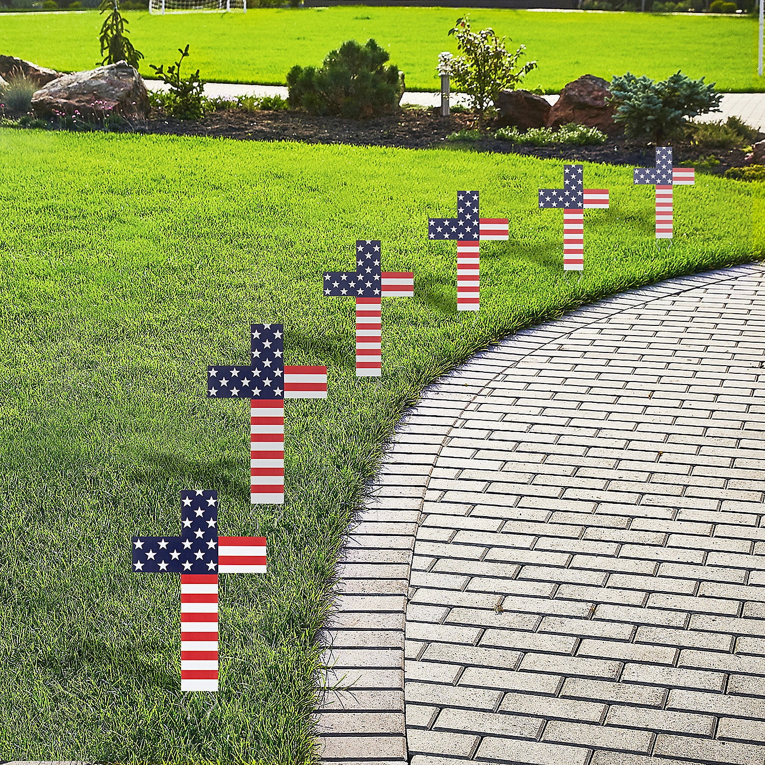 Patriotic Flag Cross Yard Signs – 6 Pieces - Walmart Business Supplies