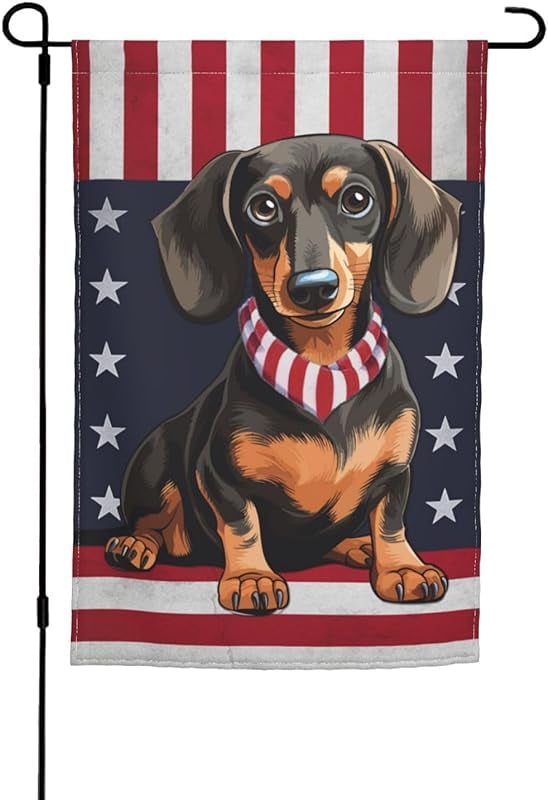 Patriotic Flag Dachshund Dog 4th Of July Garden Flag 12x18 Inch Double ...