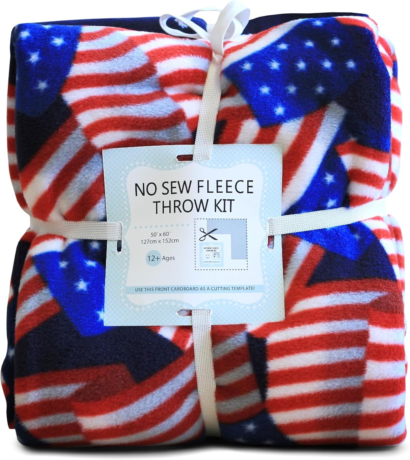 Patriotic Flags No-Sew Throw Fleece Fabric DIY Blanket Making Kit, Make ...
