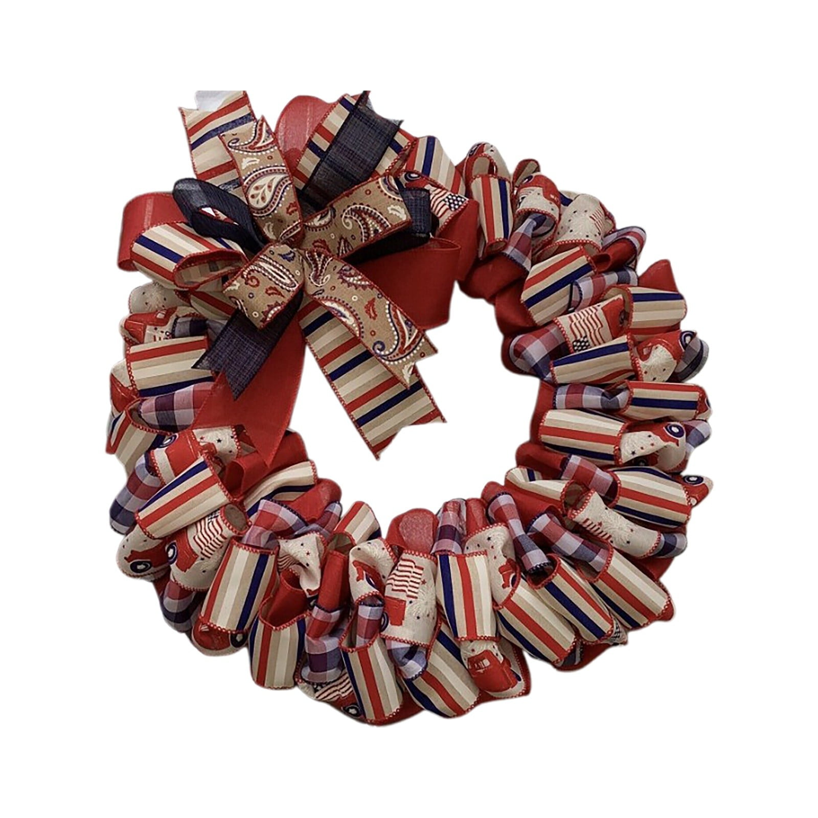 Patriotic Flannel Wreath - American Flag 4th of July Decor for Front ...