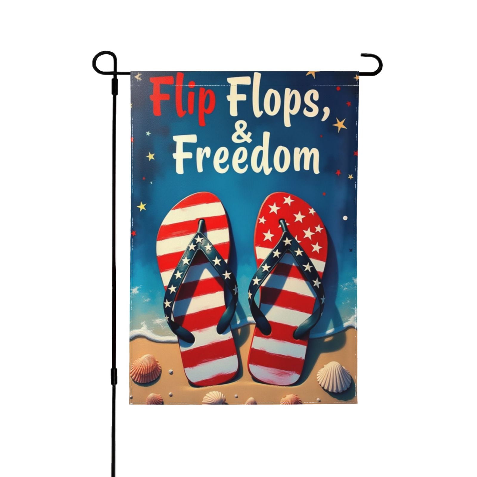 Patriotic Flip Flops & Freedom Summer Garden Flag 12x18 Inch Double ...