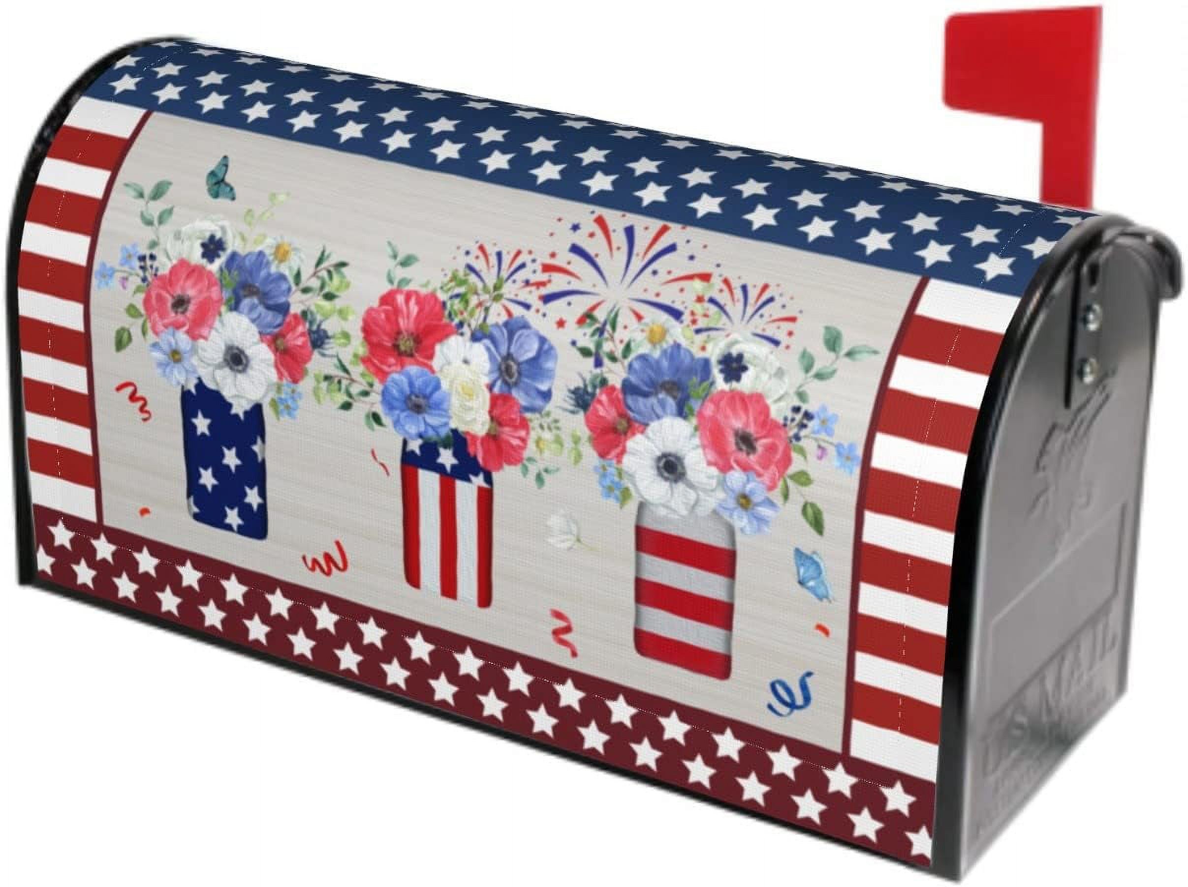 Patriotic Flower Mailbox Cover 4th of July Independence Day American ...