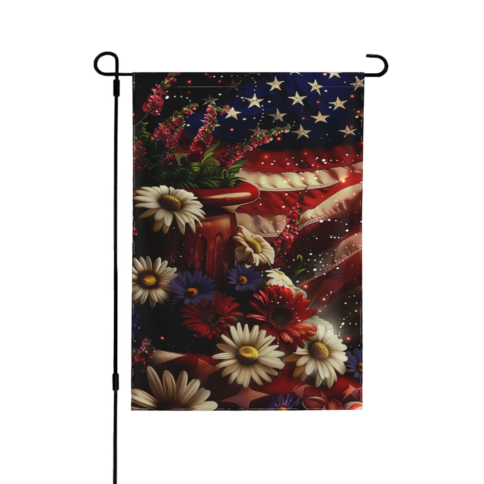 Patriotic Flowers Garden Flag 12x18 Inch Double Sided American Flag ...
