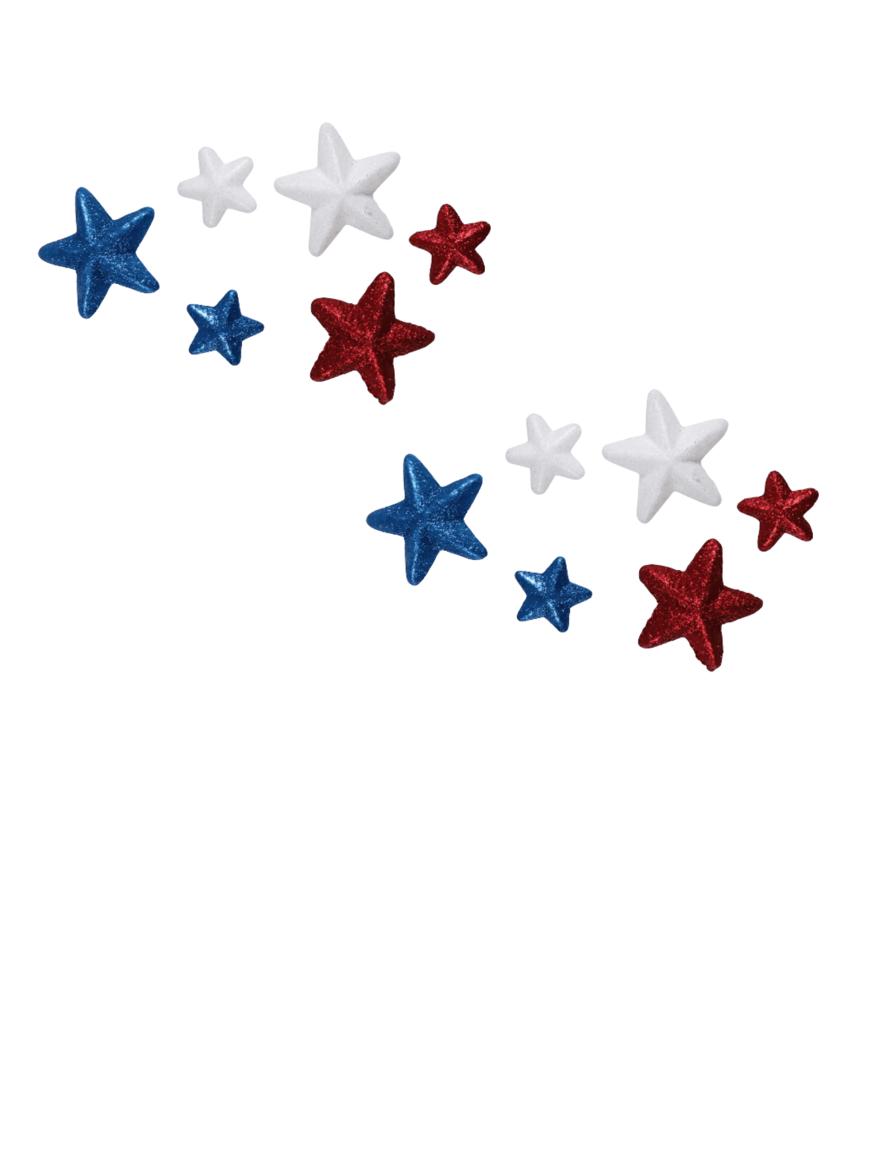 Patriotic Foam Glitter Stars - Sparkly Red, White, and Blue Stars for ...