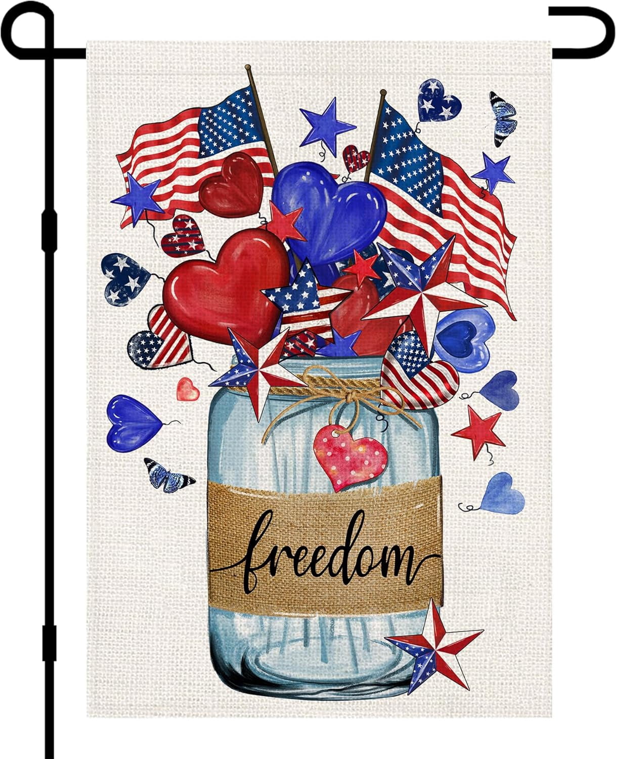 Patriotic Freedom Garden Flag Double Sided Burlap, 4th of July ...